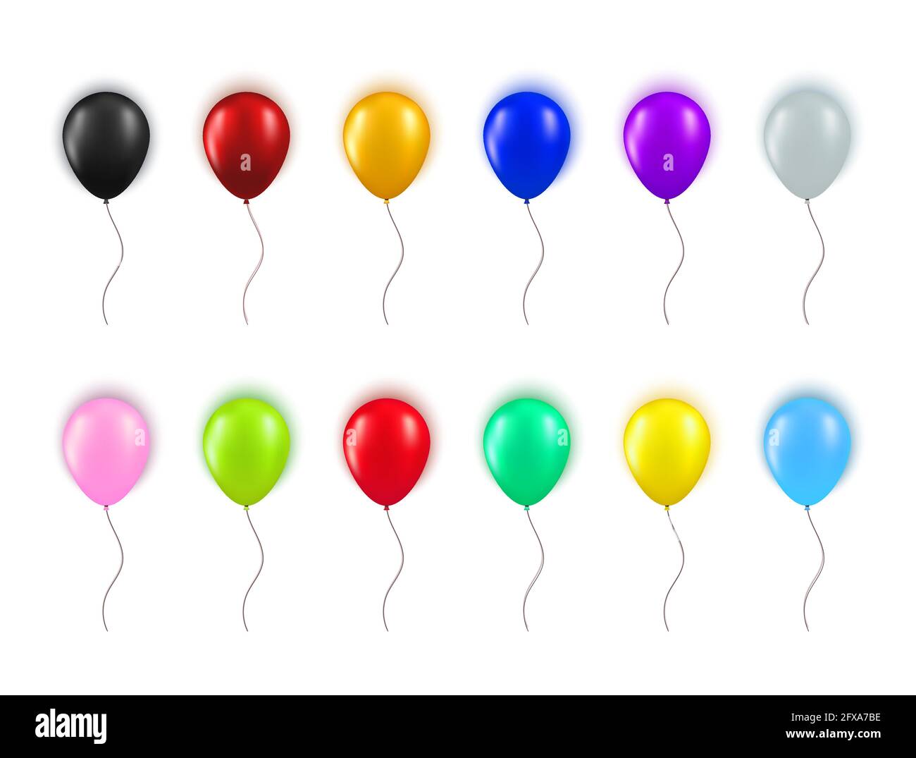 Set of realistic different colors balloons isolated on white background ...