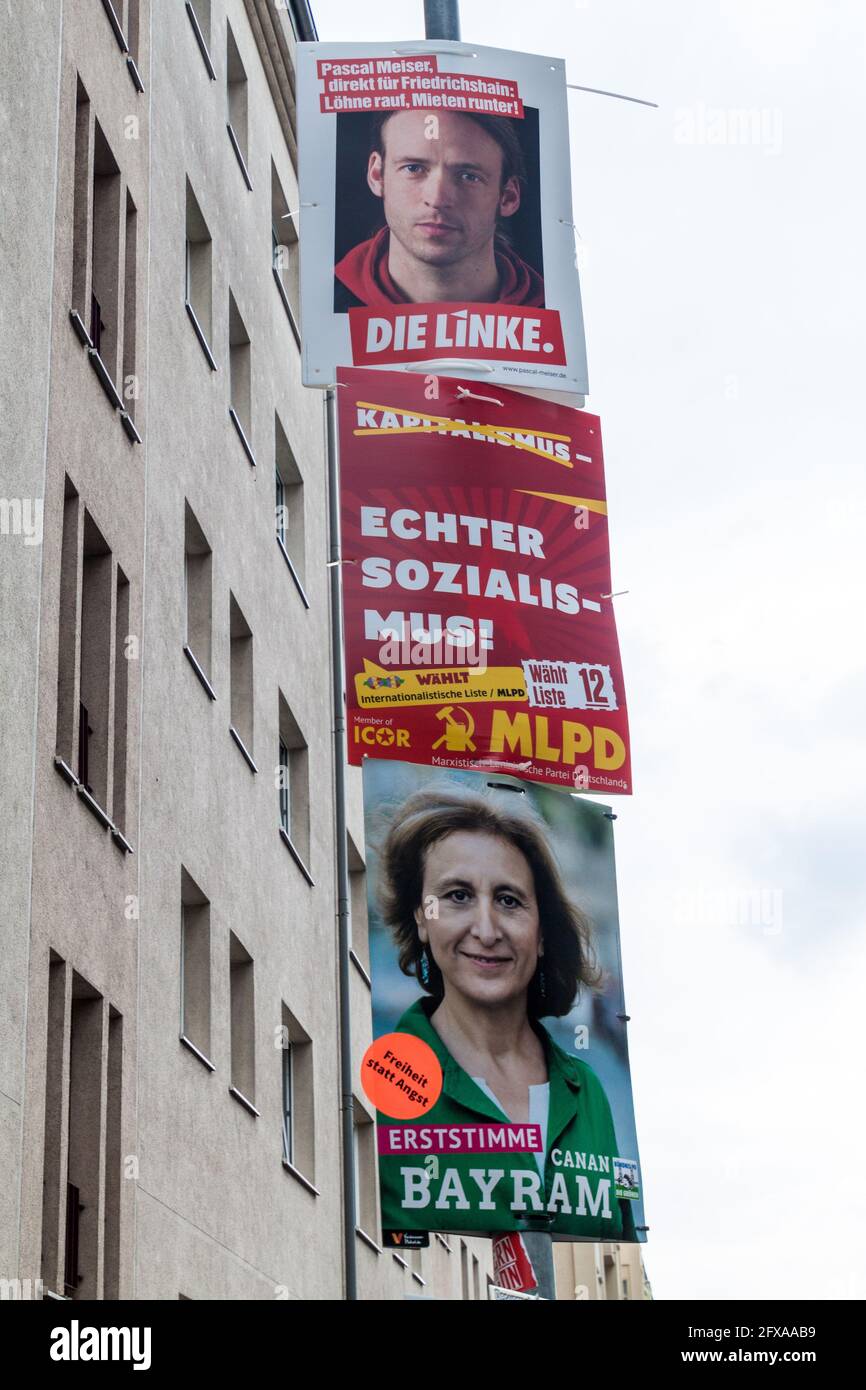 BERLIN, GERMANY - SEPTEMBER 1, 2017: Election posters of various ...