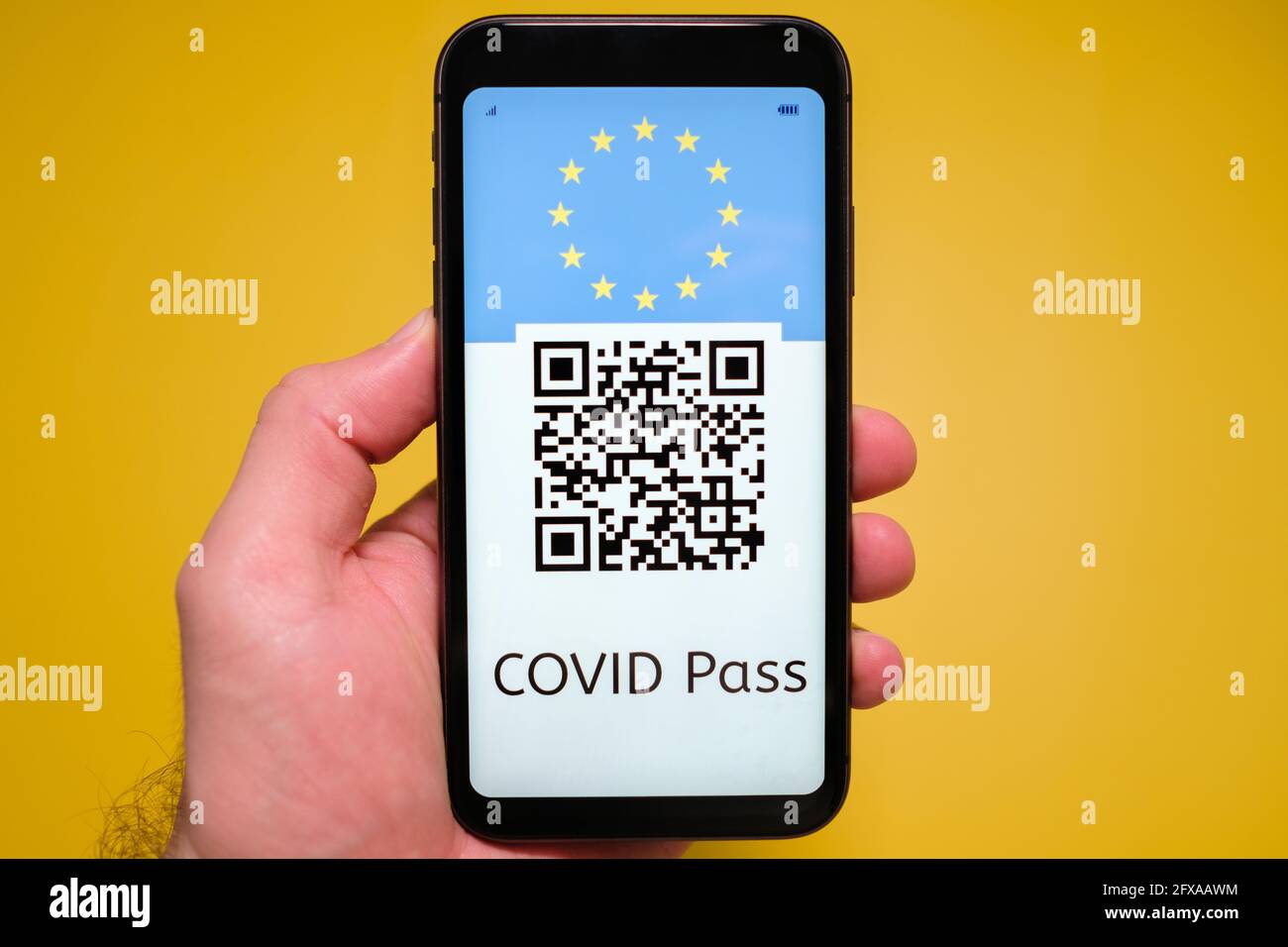 A smartphone with electronic immune digital health passport, Covid pass ...