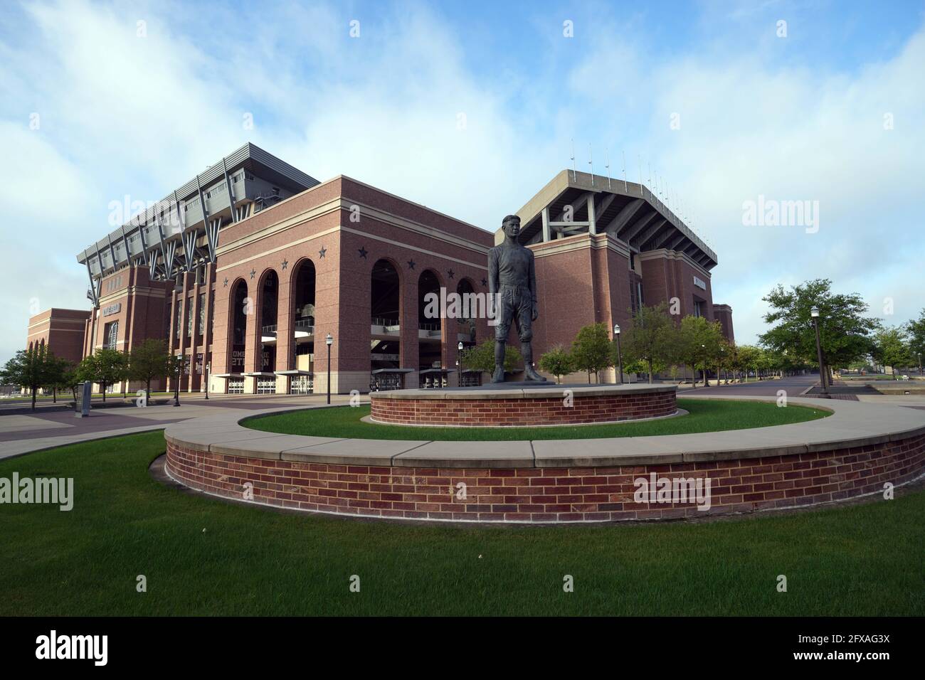 A general view of the 12th Man Statue of E. King Gill at Kyle Field ...