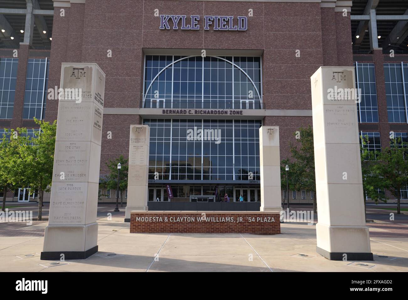 A general view of the Modesta and Clayton Williams plaza at Kyle Field ...