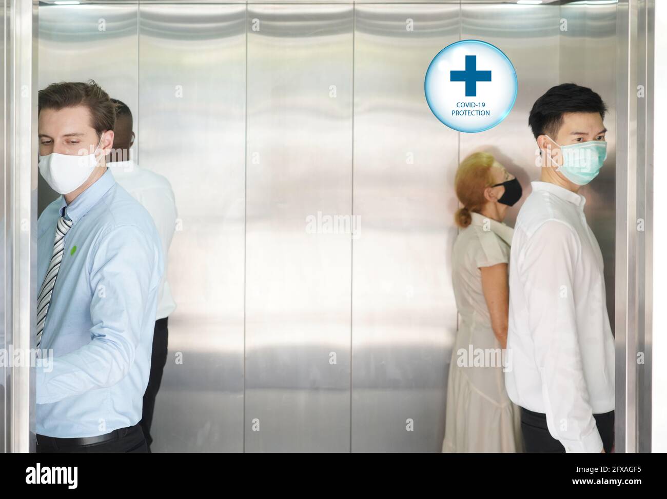 Social distancing in elevators coronavirus outbreak people stay in ...