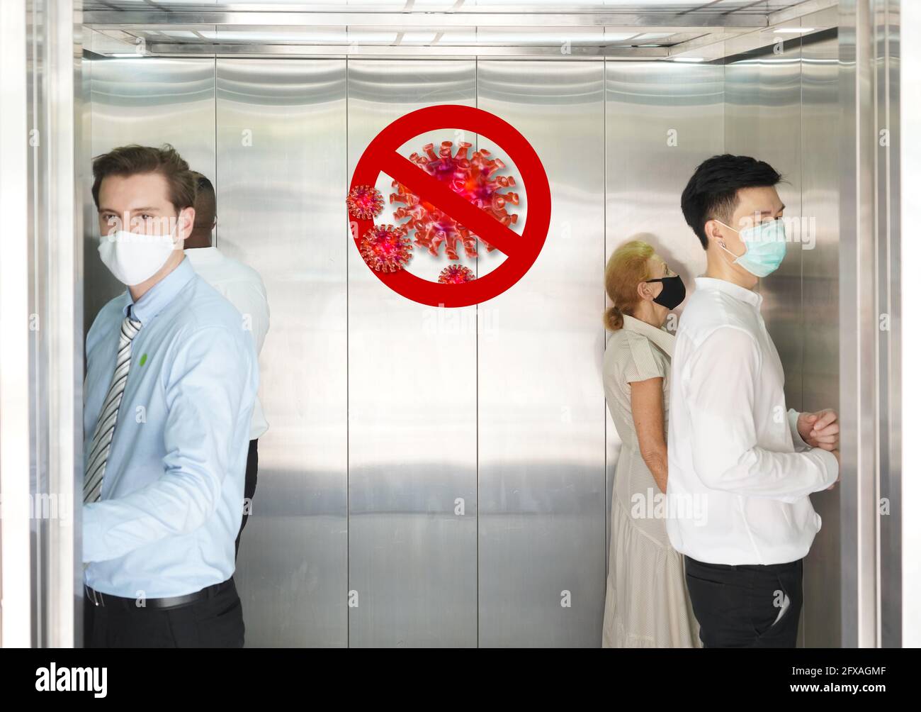 Social distancing in elevators coronavirus outbreak people stay in ...