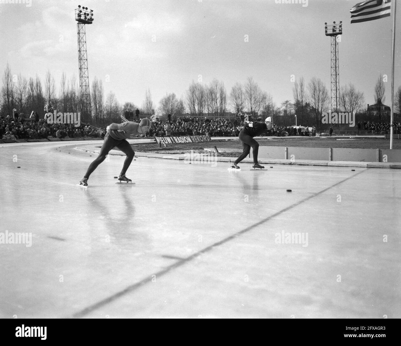 Triangle speed skating competition on Jaap Eden track in Amsterdam. G ...