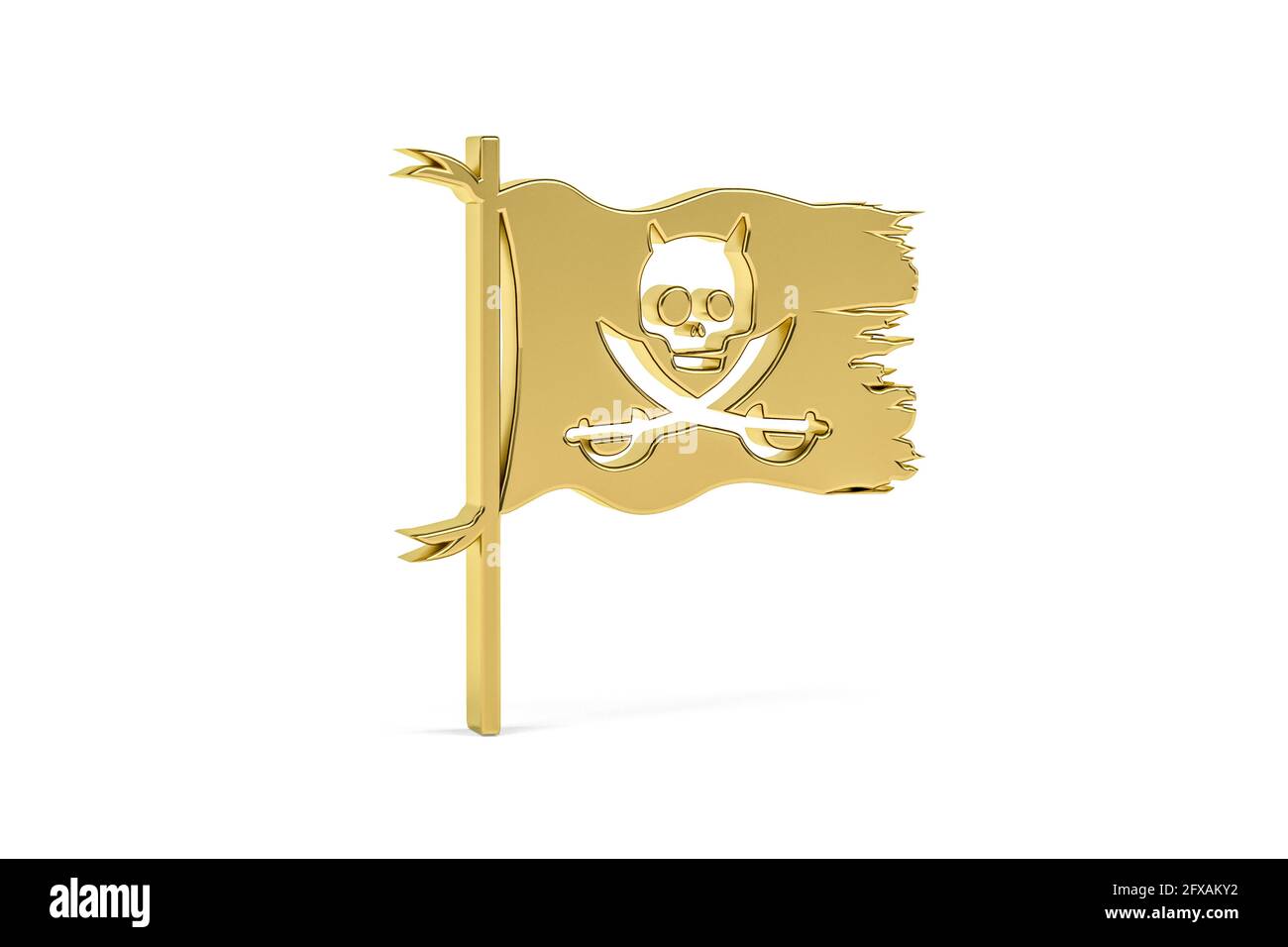 Golden 3d pirate icon isolated on white background - 3D render Stock ...