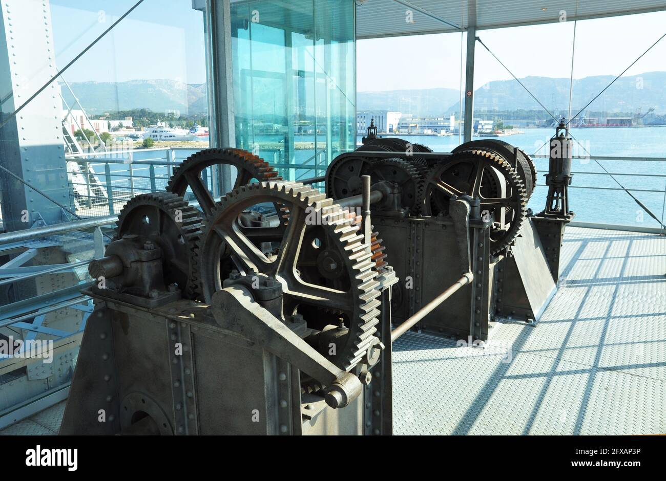 Mechanism of old metal lifting bridge of La seyne sur Mer Var France ...