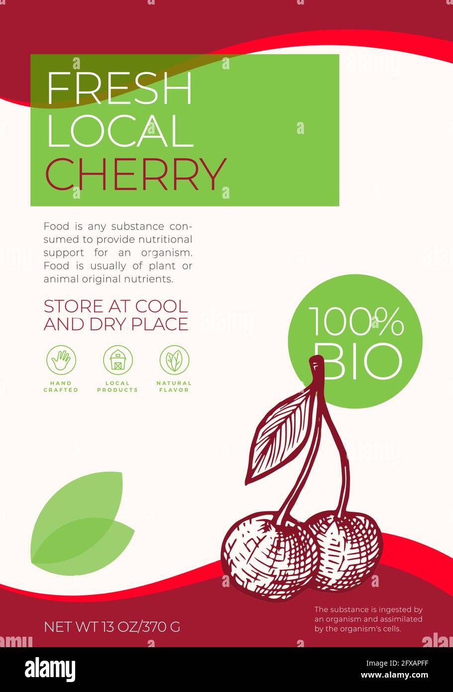 Fresh Local Fruits and Berries Label Template. Abstract Vector ...