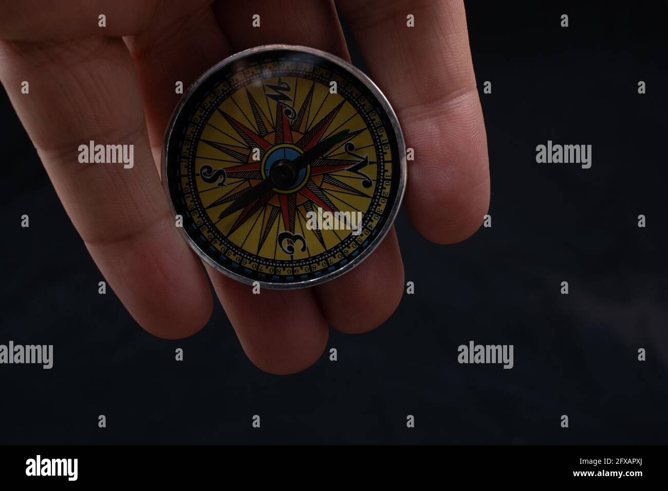 Old compass in hand hi-res stock photography and images - Alamy