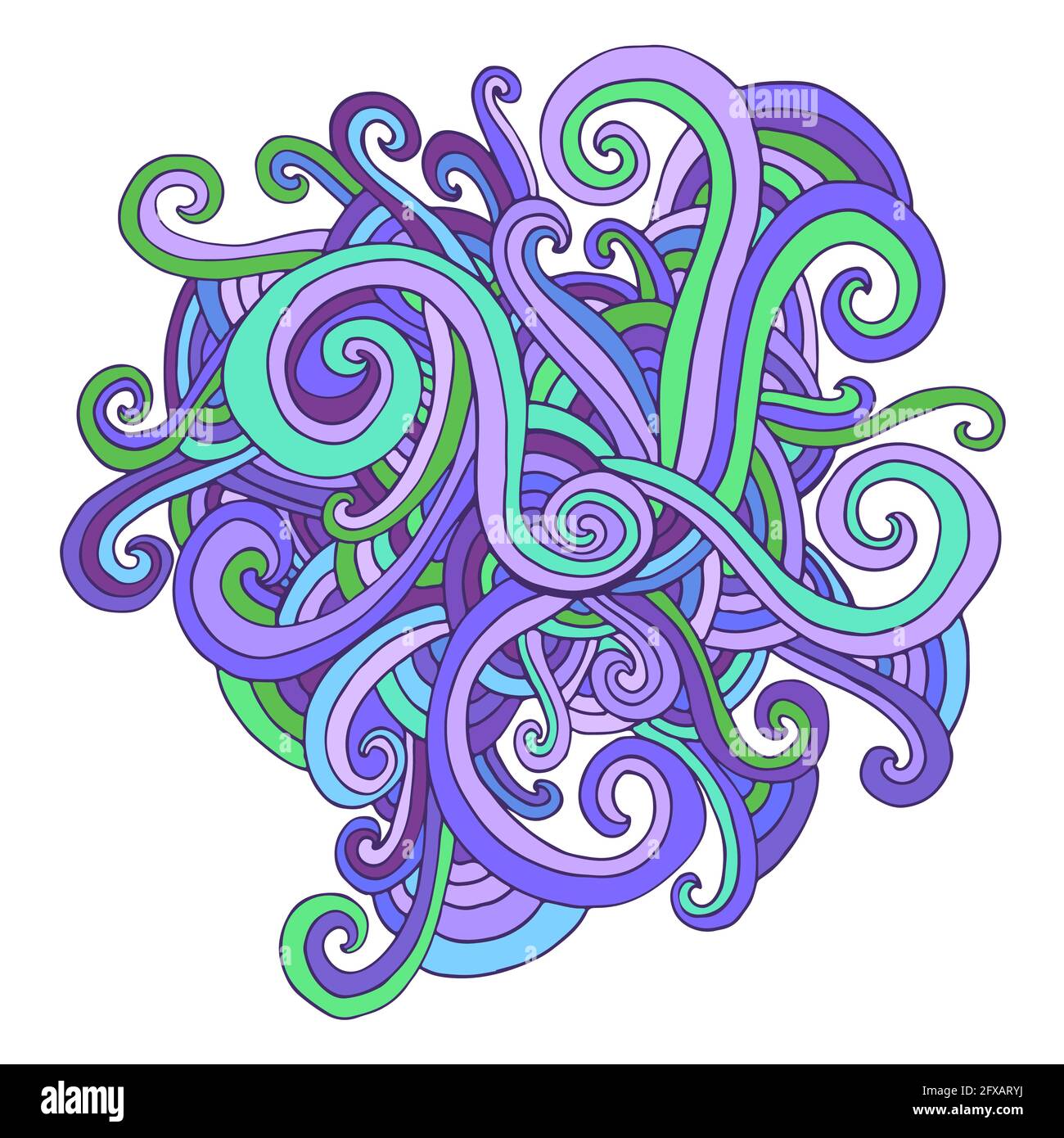 Funny cartoon colorful doodle waves element, isolated on white ...