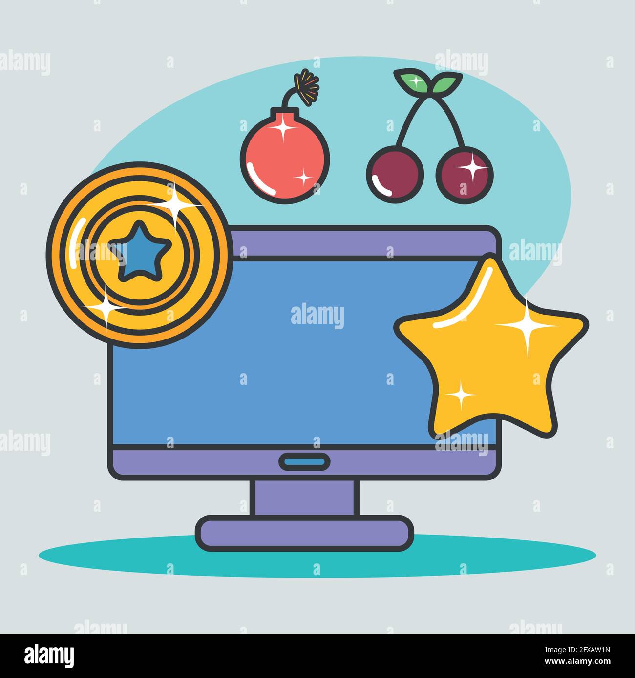 computer and game symbols around Stock Vector Image & Art - Alamy
