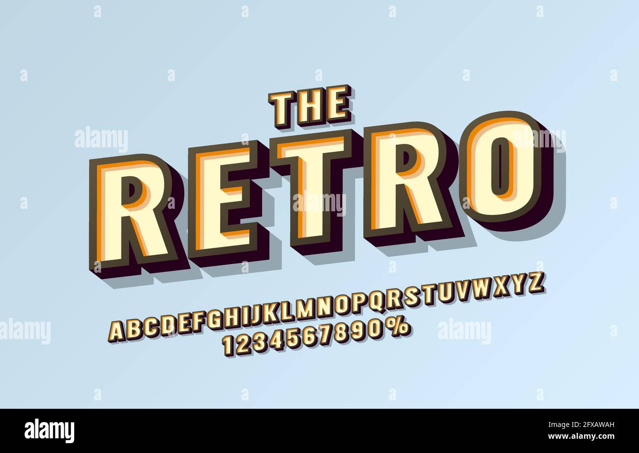 Retro font set collection, letters and numbers symbol. Vector ...