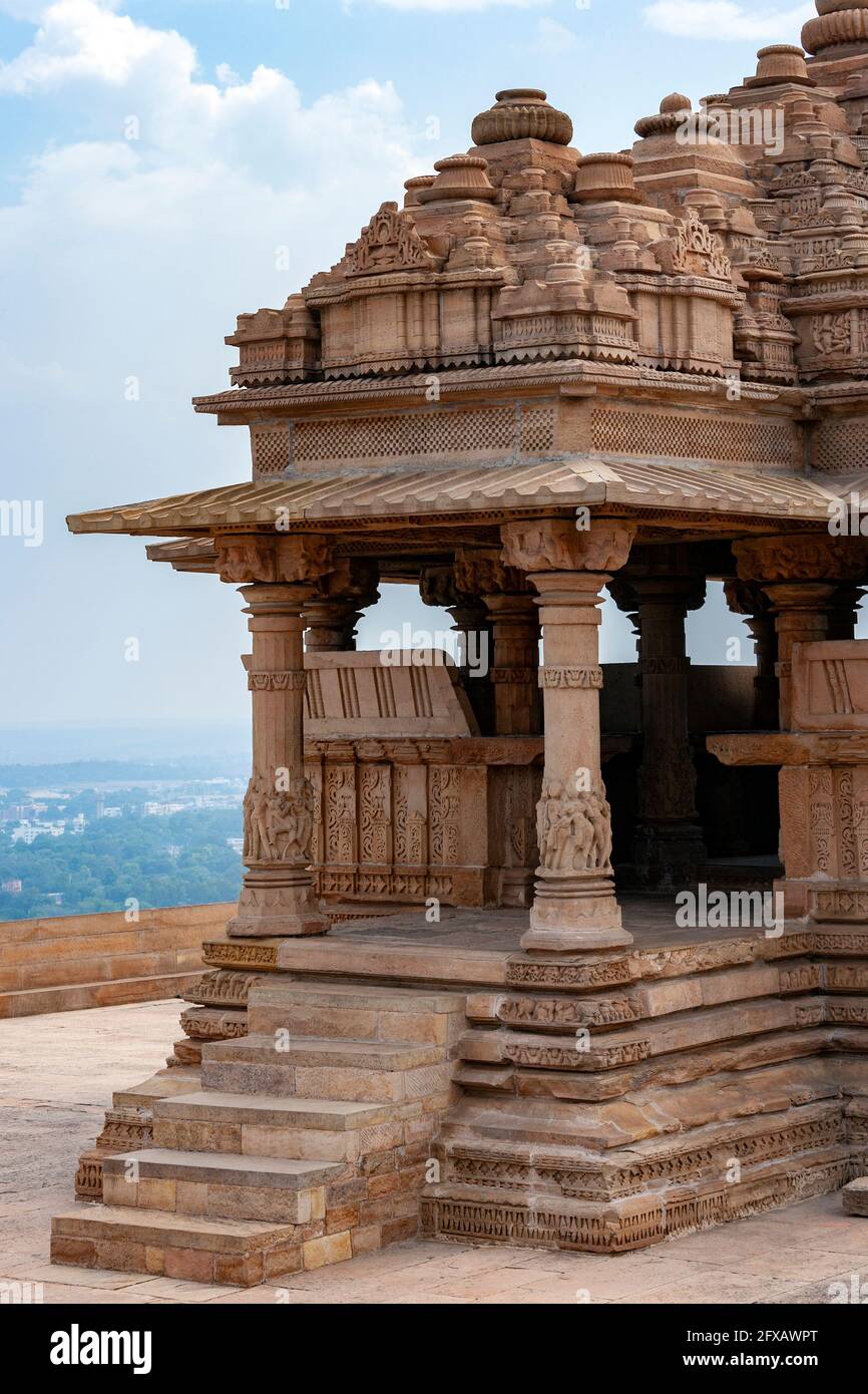 One of the Sasbahu Twin Temples, also called the Sas-Bahu Mandir, Sas ...