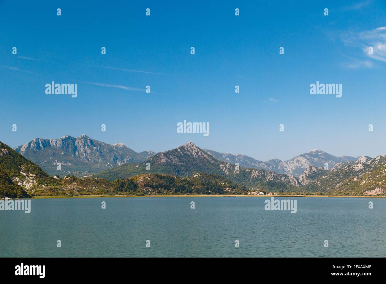 A beautiful landscape view at Lake Skadar and Dinaric Alps in ...