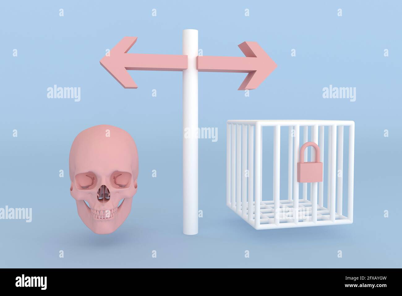 The choice between the death penalty and imprisonment. A sign pointing ...