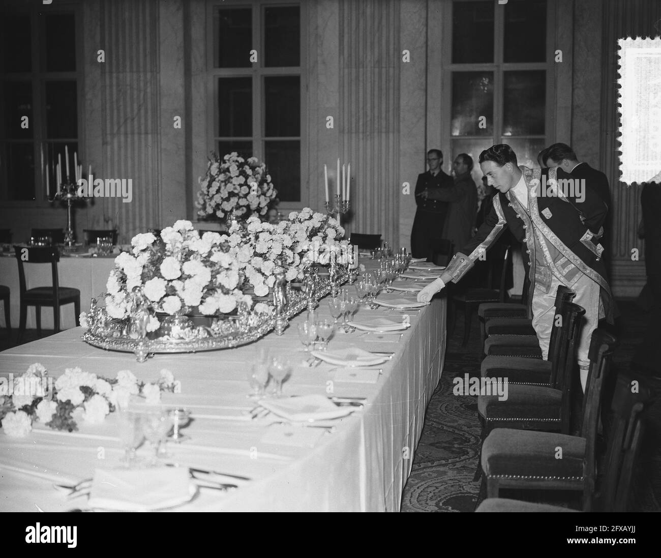 First day visit King Hakon, dinner tables Royal Palace Amsterdam ...