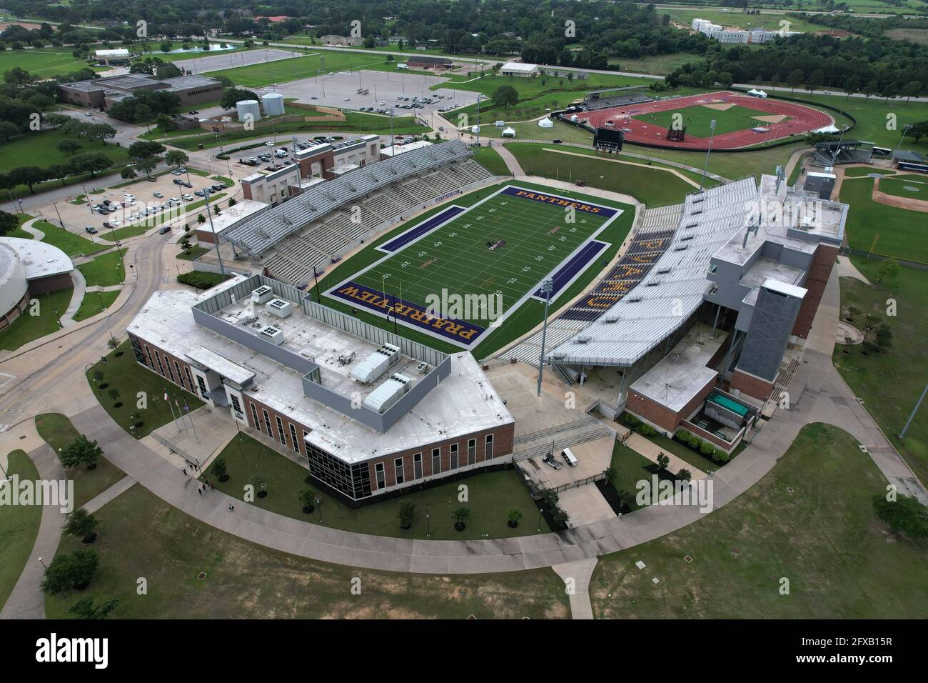 An aerial view of Panther Stadium at Blackshear Field on the campus of ...