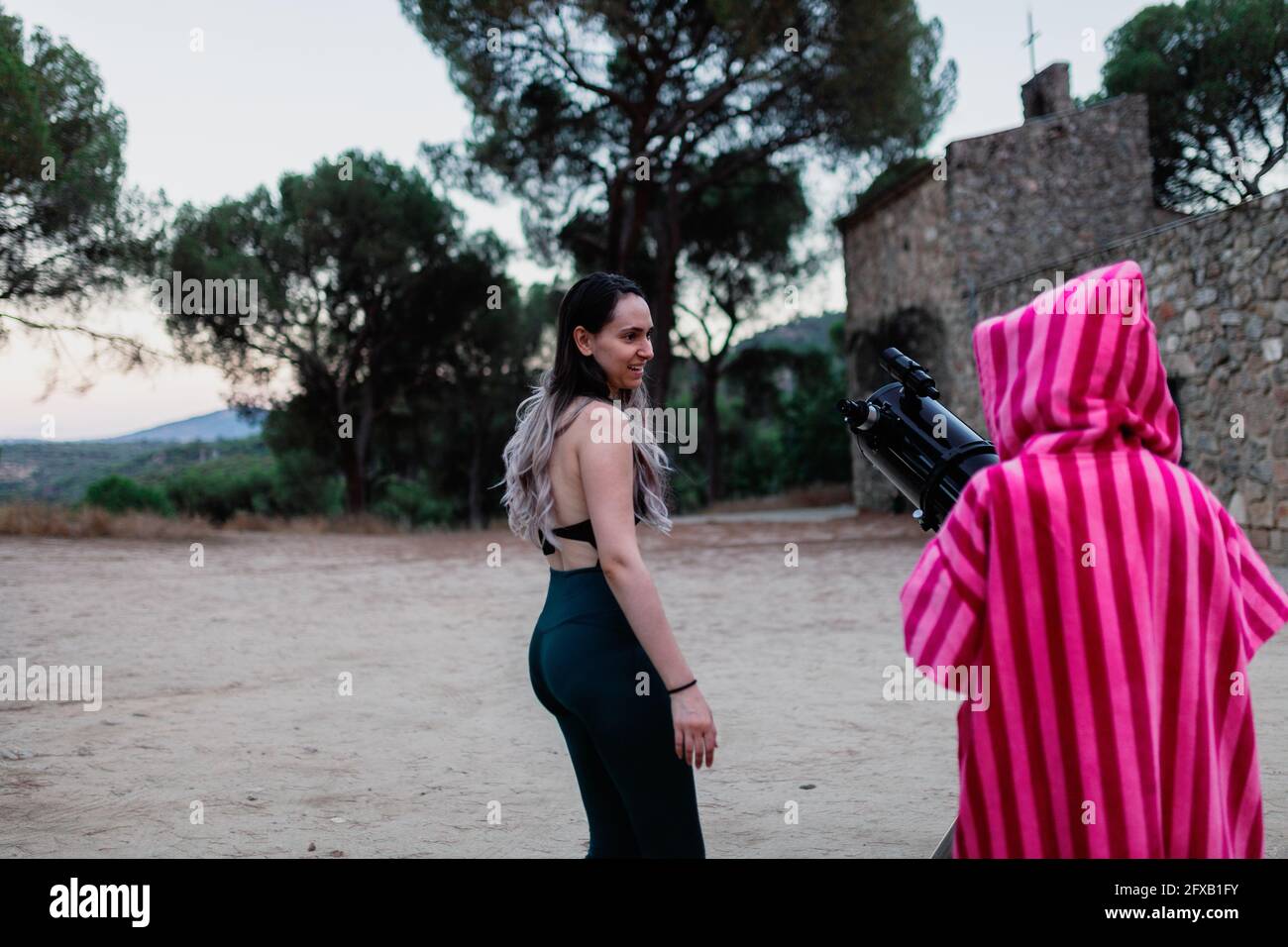 Woman looking moon through hi-res stock photography and images - Alamy