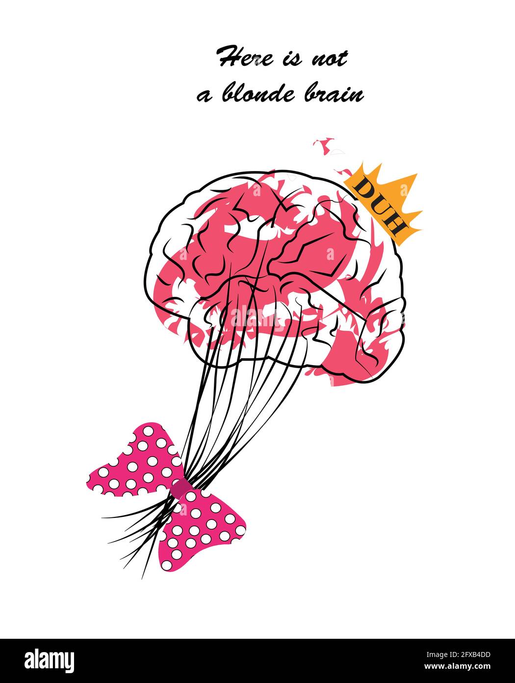 illustration of a blonde brain for being stupid with a pink ribbon on ...