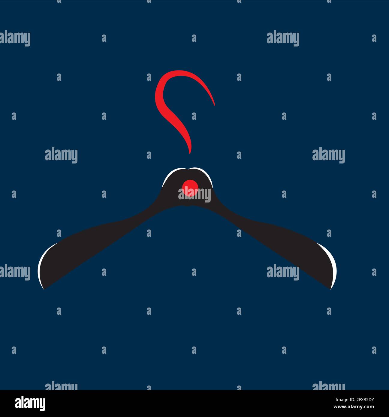 illustration of a hanger with a question mark , isolated on a blue ...