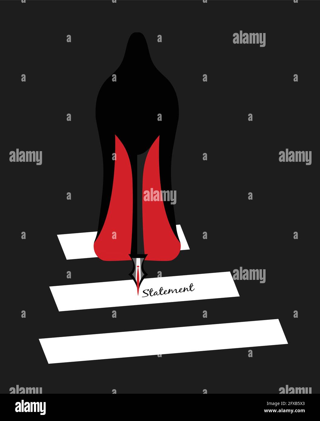 illustration of a shoe with the heel in the shape of a pen writing the ...