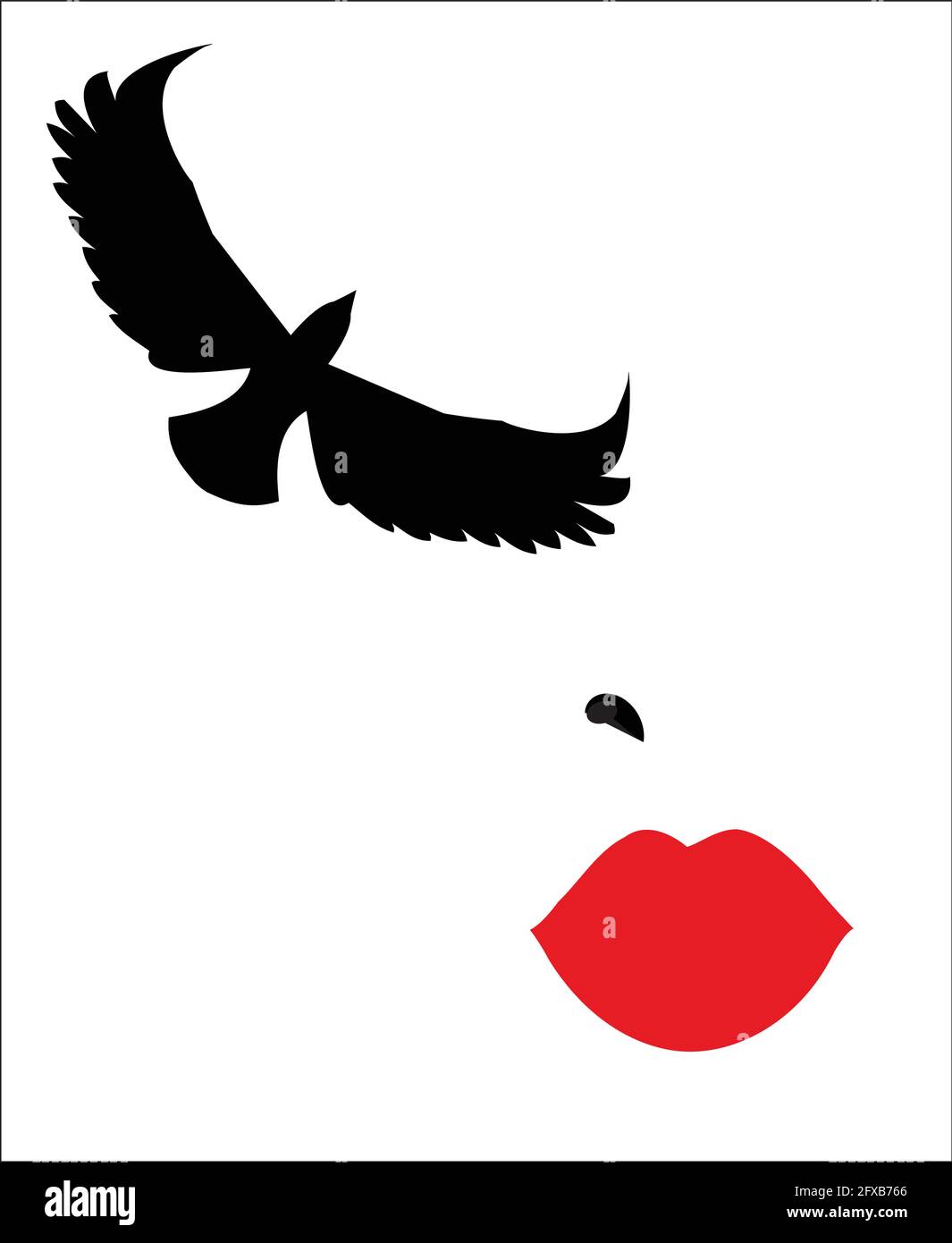 illustration of a model with red lips and the eyelashes in the shape of ...