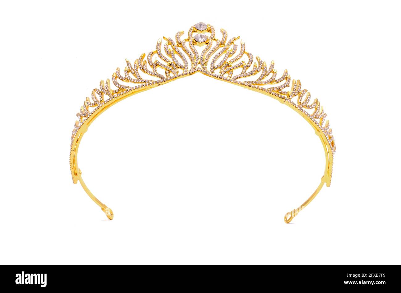 gold diadem with diamonds isolated on white Stock Photo - Alamy
