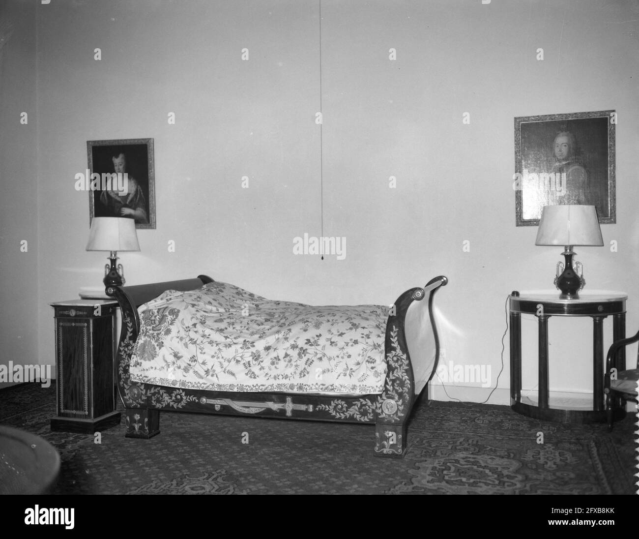 Interiors of the Royal Palace on Dam Square. Bedroom of Prince Philip ...