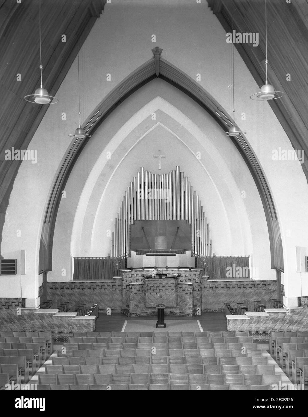 Interior of the Remonstrant Church in Amsterdam Zuid, by architect J ...