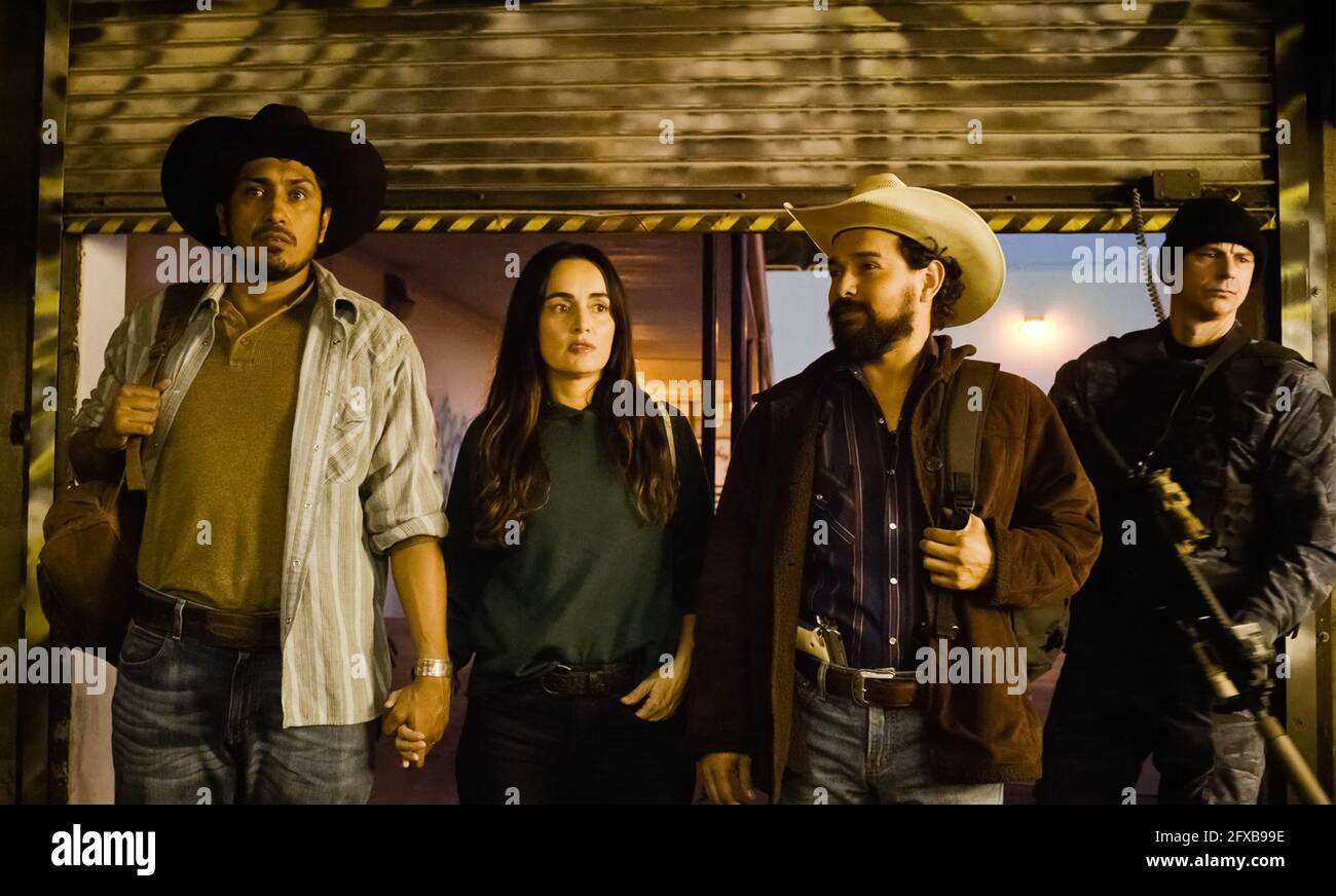 USA. Alejandro Edda, Tenoch Huerta and Ana de la Reguera in a scene ...