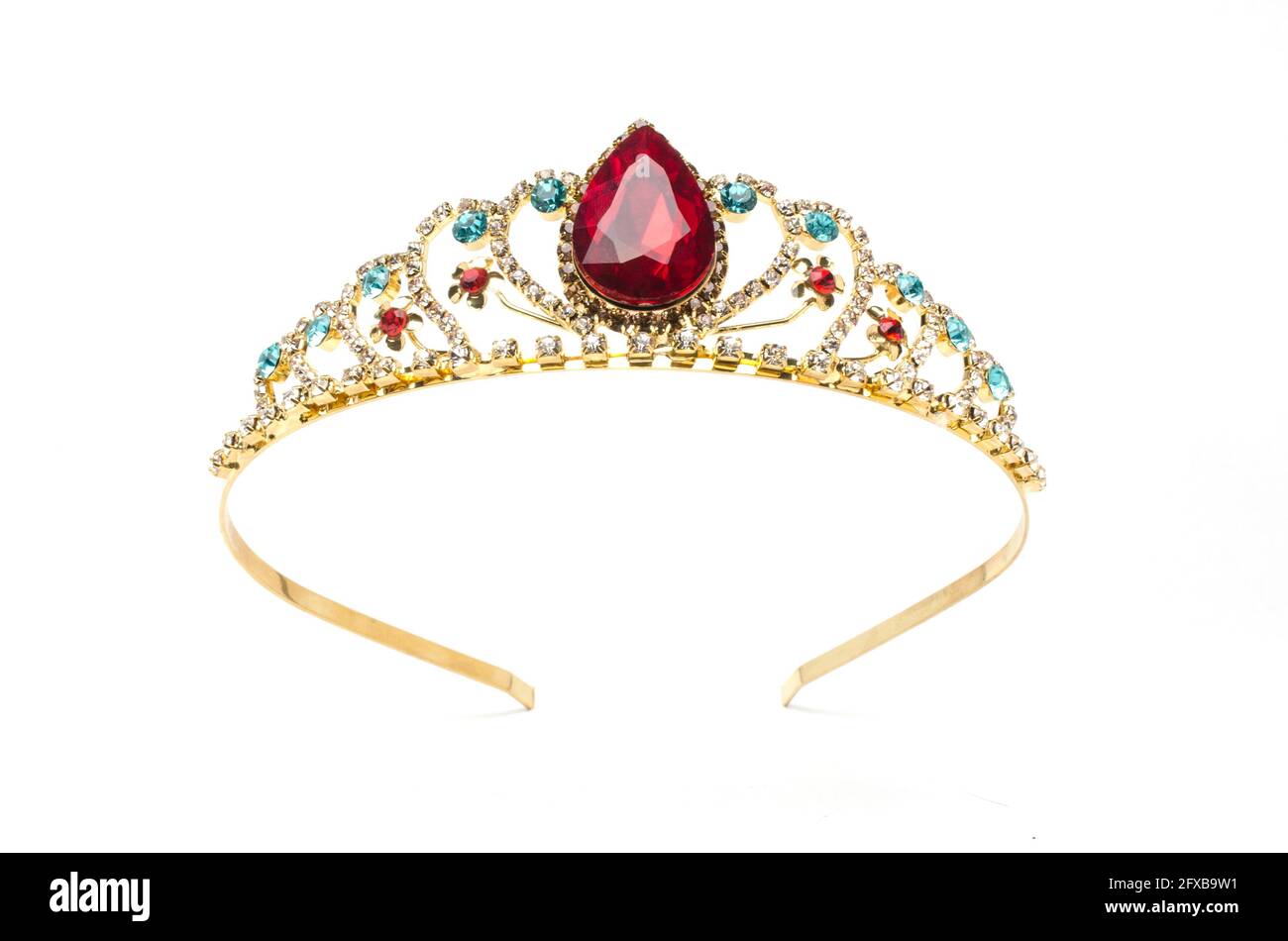 gold crown with red ruby stone isolated on white Stock Photo - Alamy
