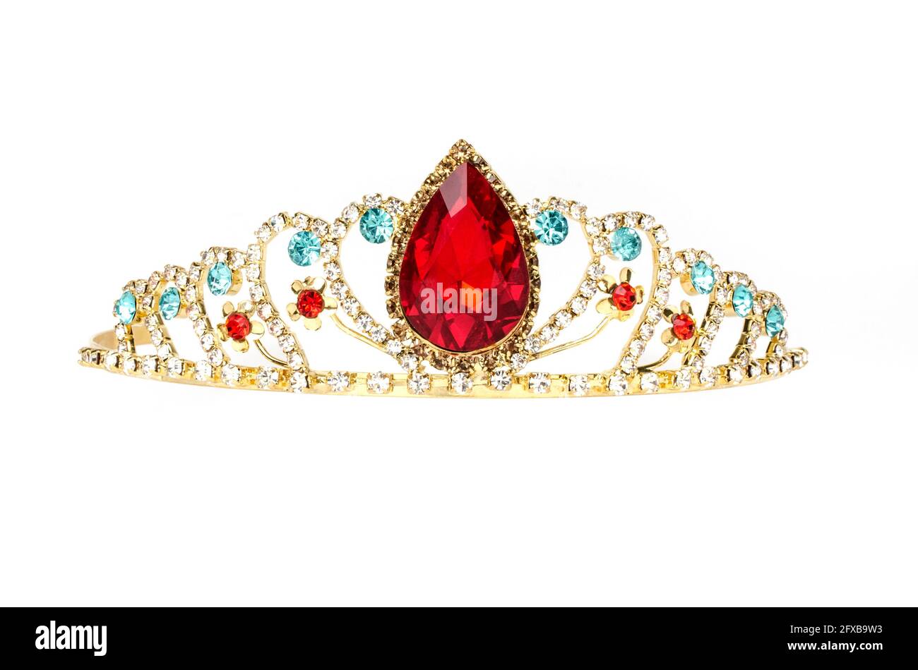 gold crown with red ruby stone isolated on white Stock Photo - Alamy