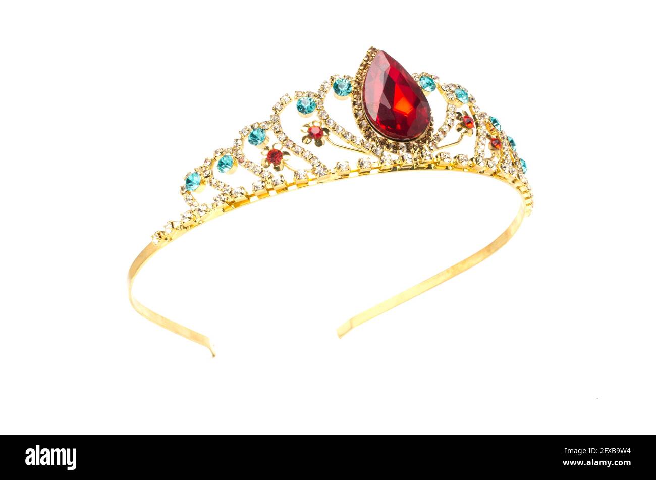 gold crown with red ruby stone isolated on white Stock Photo - Alamy
