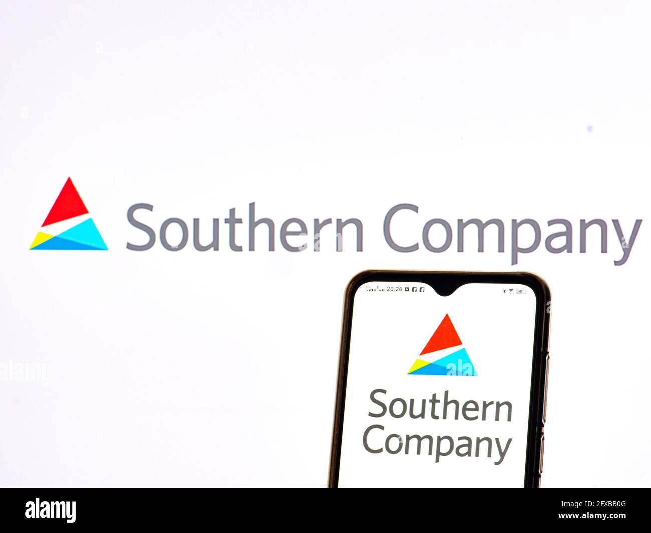In this photo illustration Southern Company logo seen displayed on a ...