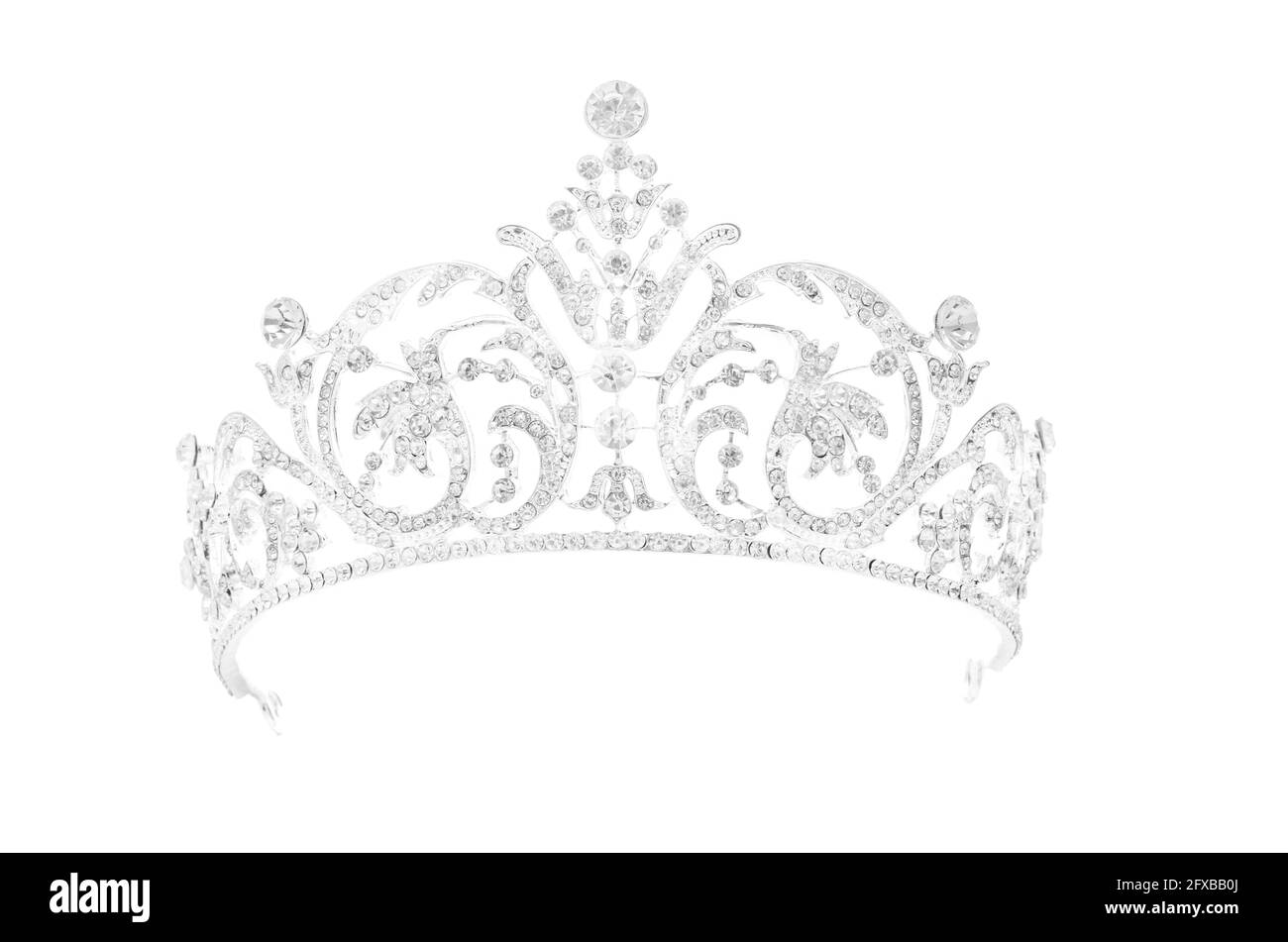 silver tiara with diamonds on white background Stock Photo - Alamy