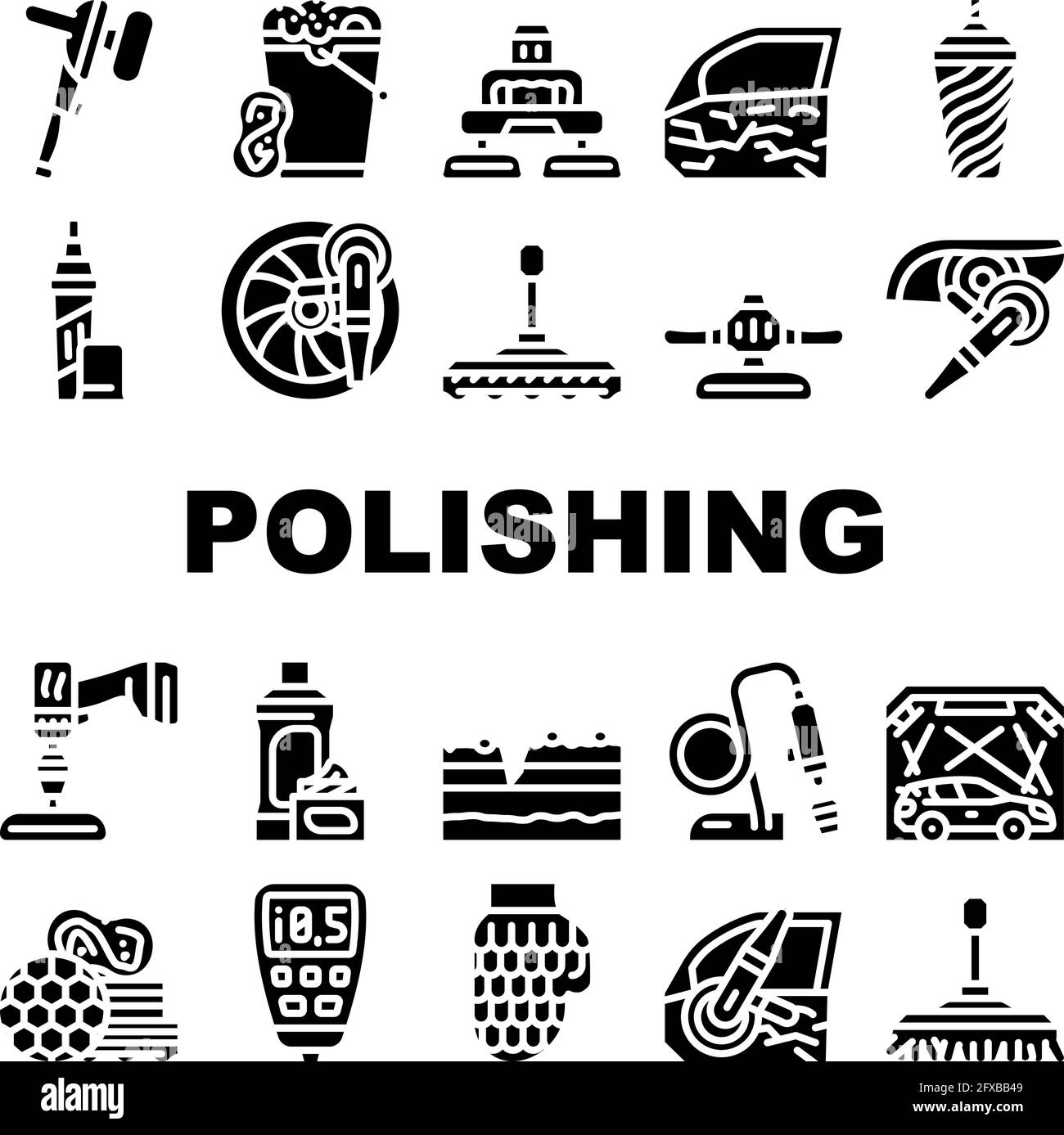 Car Polishing Tool Collection Icons Set Vector Stock Vector Image & Art ...