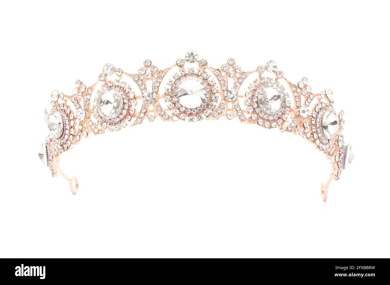 golden tiara with diamonds on a white background Stock Photo - Alamy