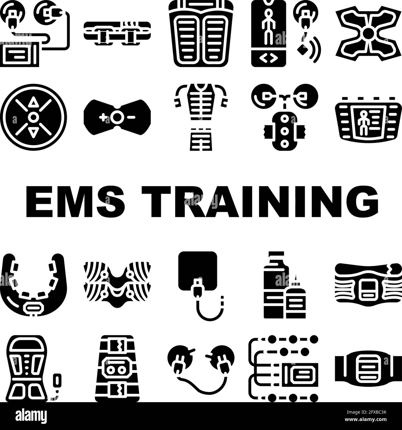 Ems Training Device Collection Icons Set Vector Stock Vector Image ...