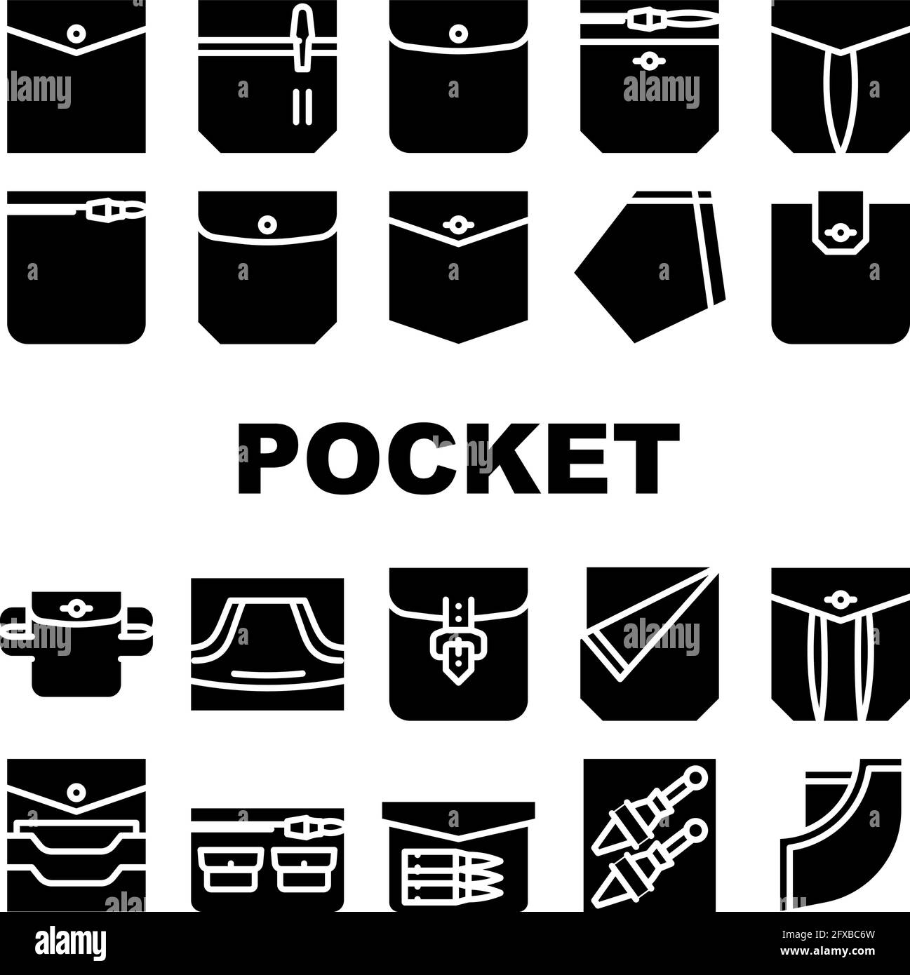 Patch Pocket Clothes Collection Icons Set Vector Stock Vector Image ...