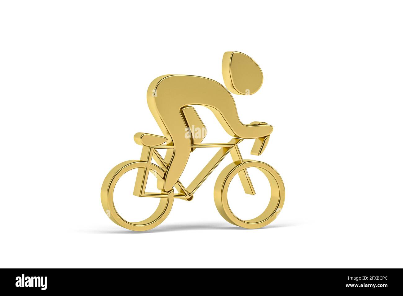 Golden 3d bicycle icon isolated on white background - 3D render Stock ...