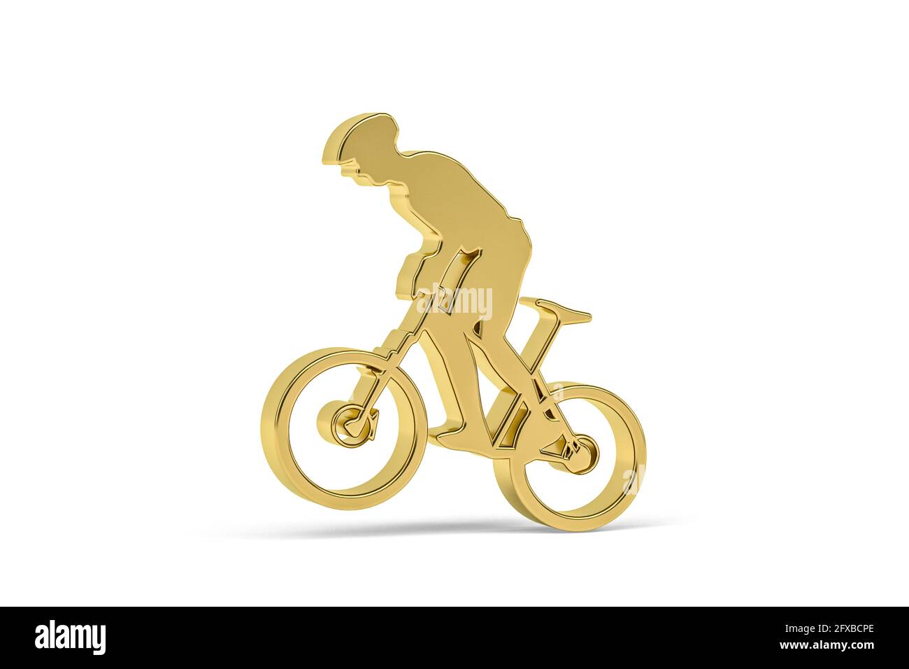 Golden 3d bicycle icon isolated on white background - 3D render Stock ...