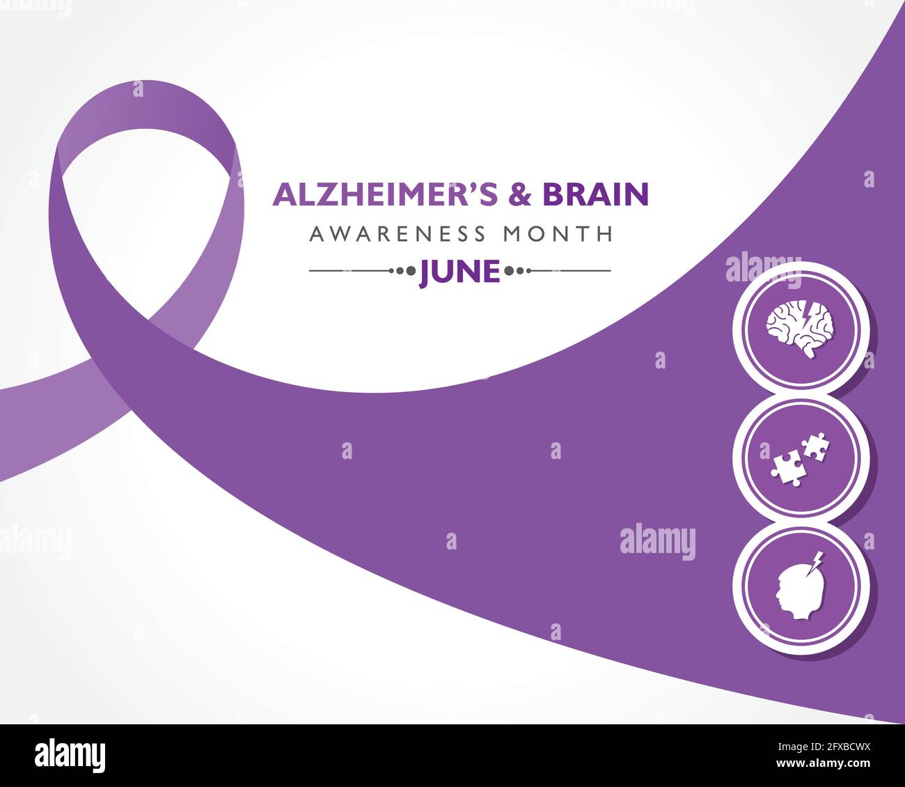 Vector Illustration of Alzheimer's and Brain Awareness Month observed in June. It is an ...