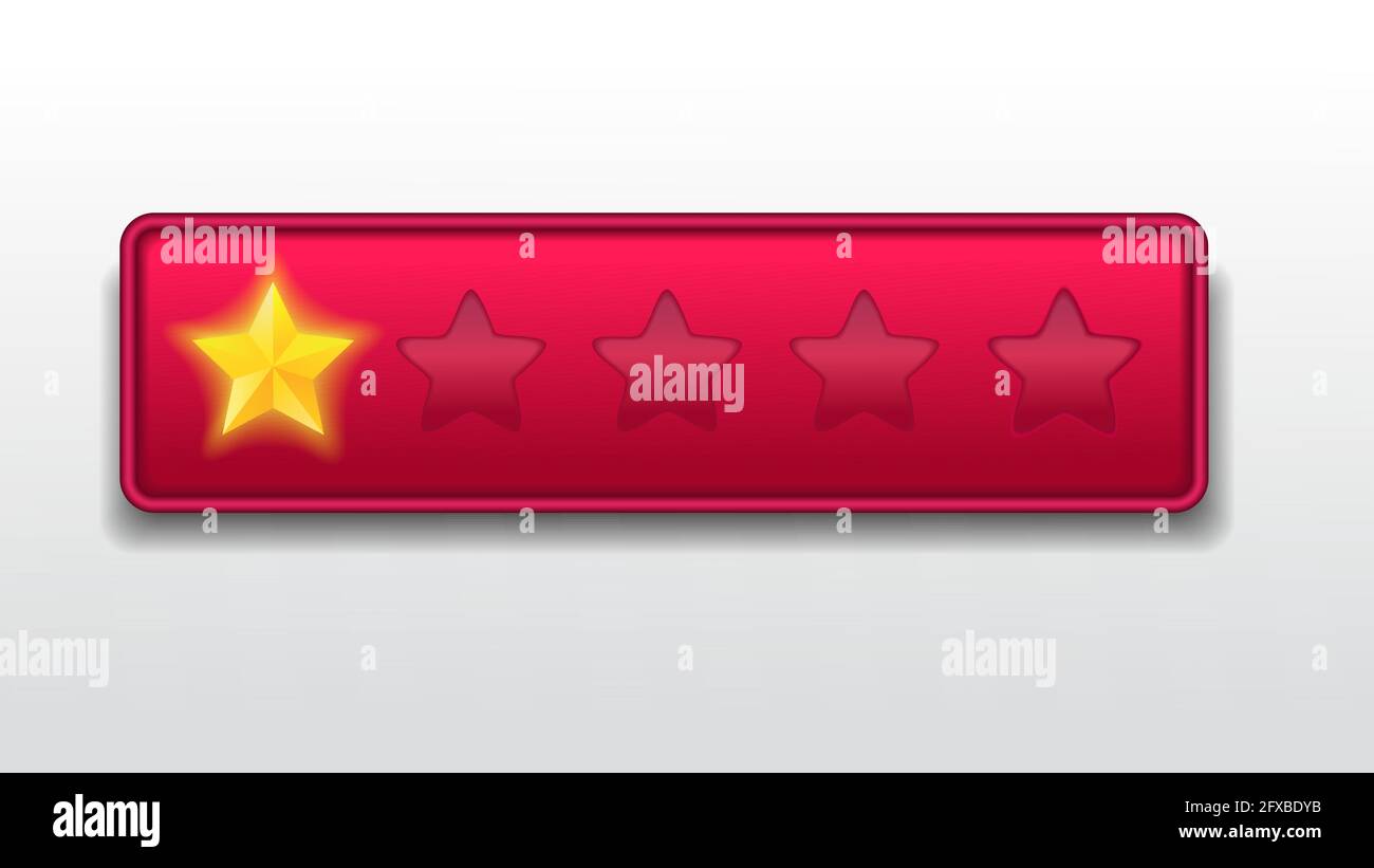 One star. Bad rate. Customer feedback rating sytem. realistic shiny ...