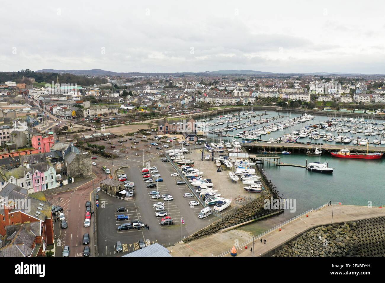 Aerial drone view of Bangor Co Down Northern Ireland Stock Photo - Alamy