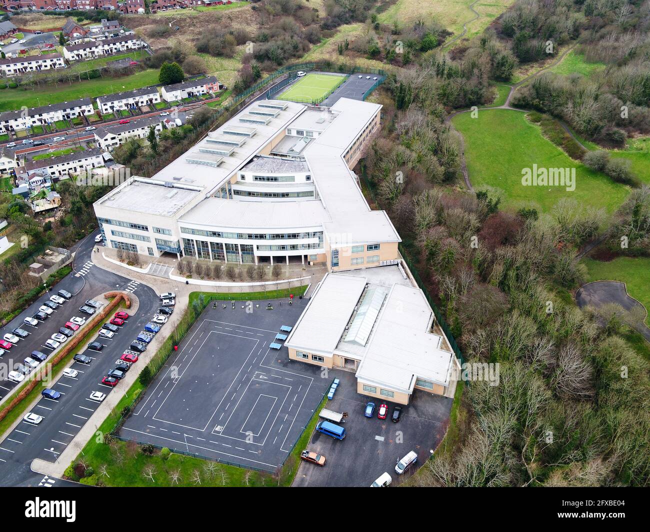 Aerial drone view of Belfast Boys Model School Stock Photo - Alamy