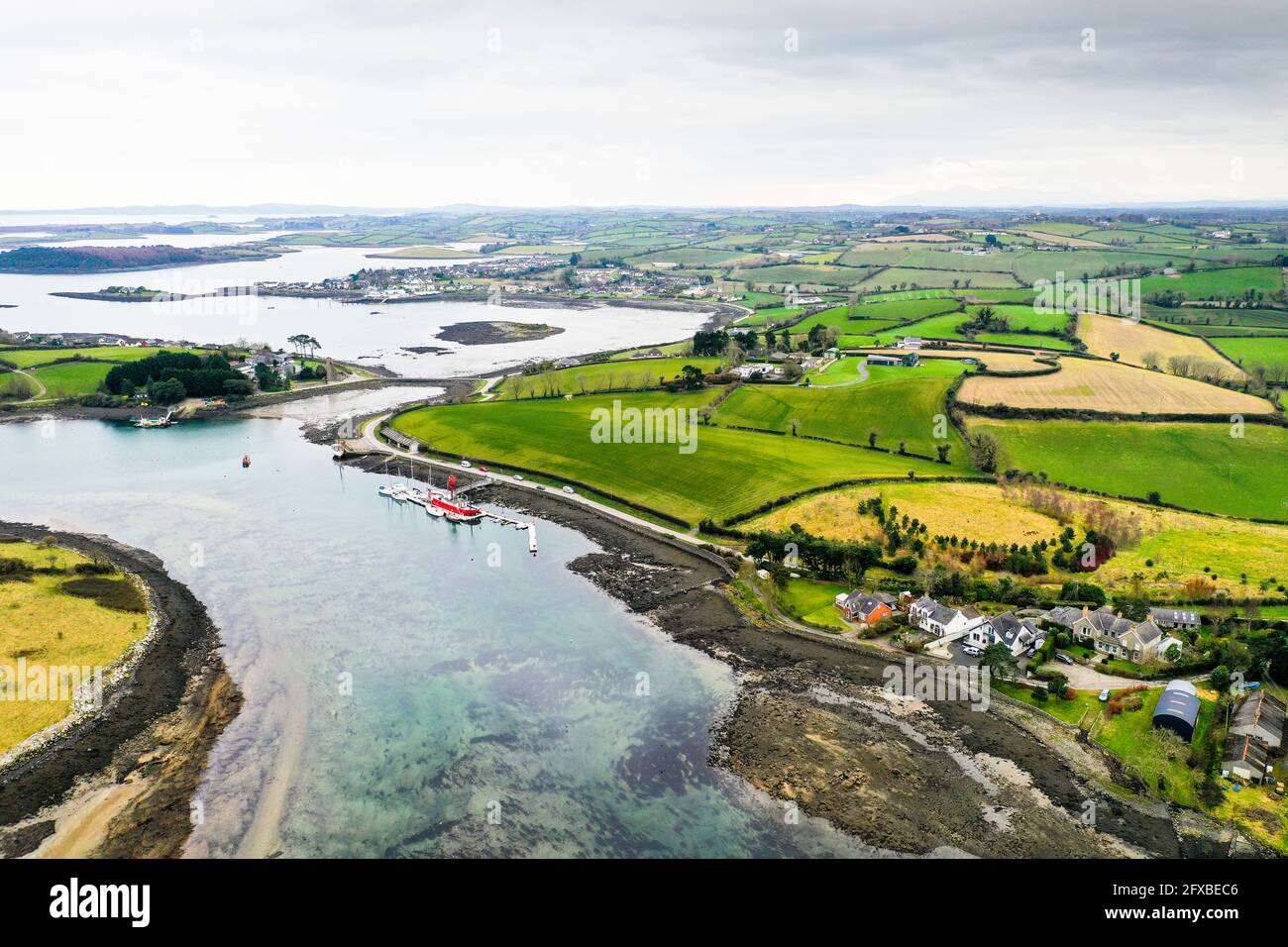 Aerial drone view over Strangford Lough Stock Photo - Alamy