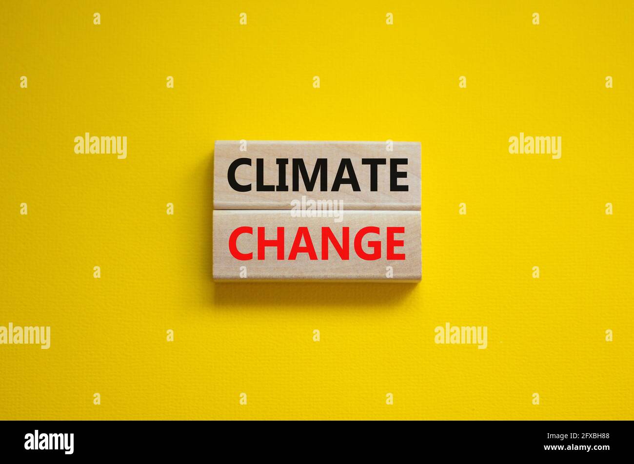 Climate change symbol. Wooden blocks with words 'Climate change' on ...