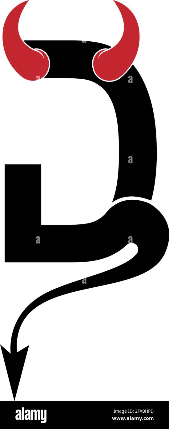 Letter D with devil's horns and tail icon logo design vector template Stock Vector Image & Art ...