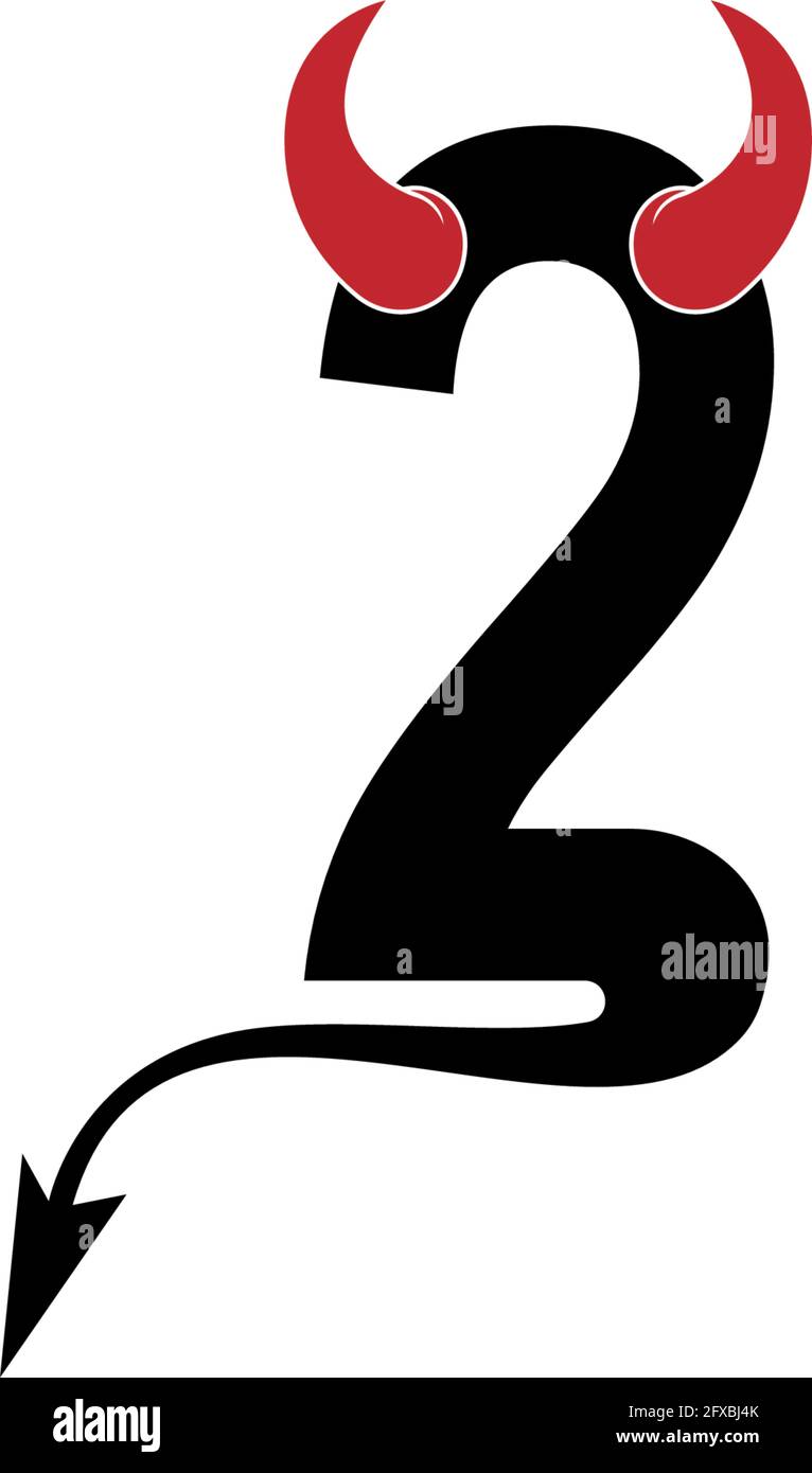 Number with devil's horns and tail icon logo design vector template ...