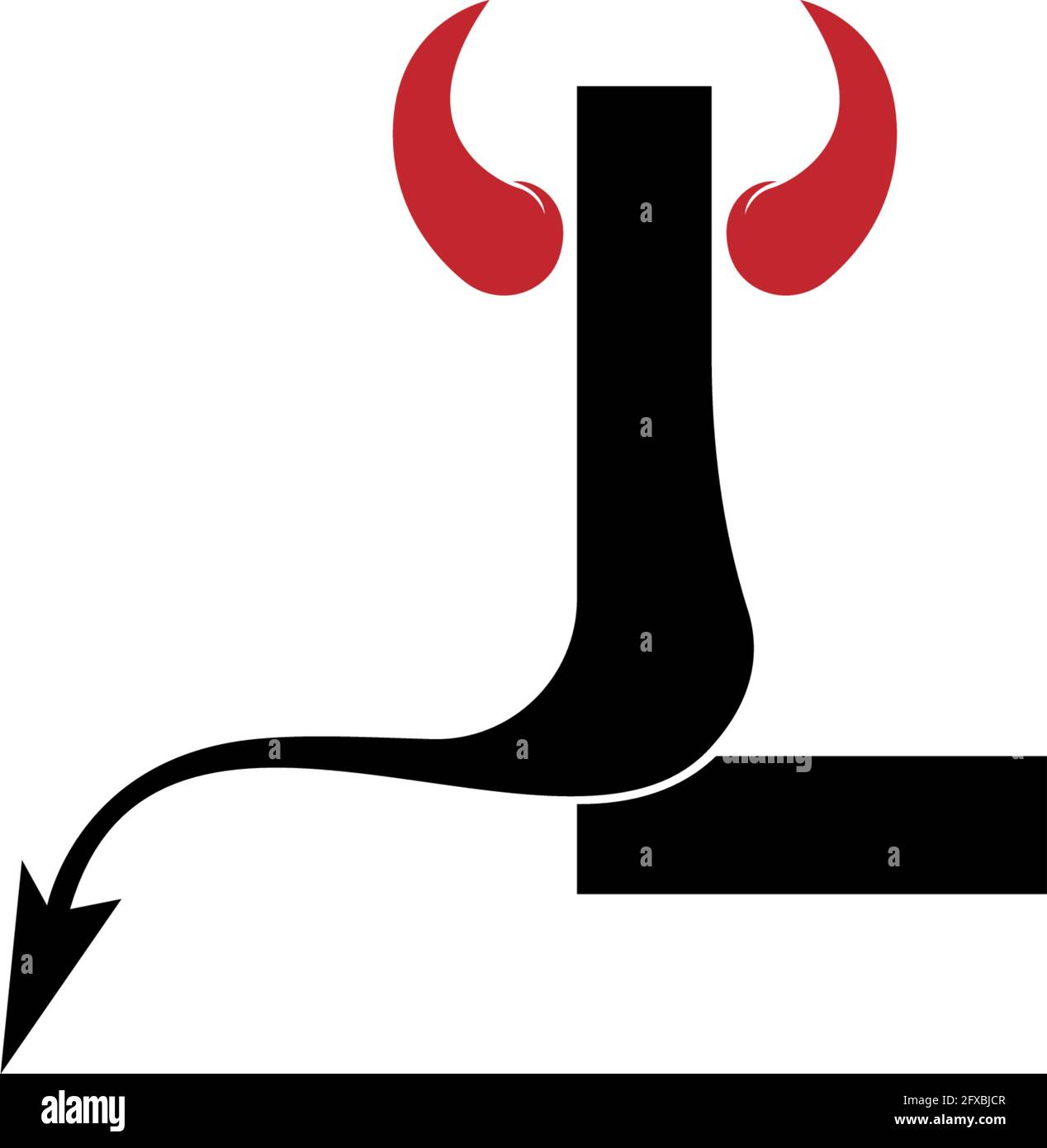 Letter L with devil's horns and tail icon logo design vector template ...