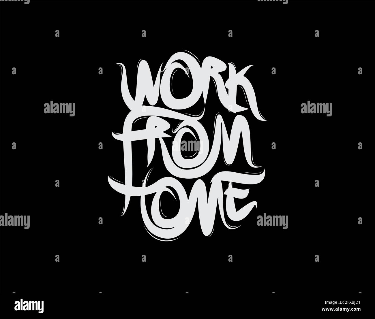 Work From Home lettering text on black background in vector ...